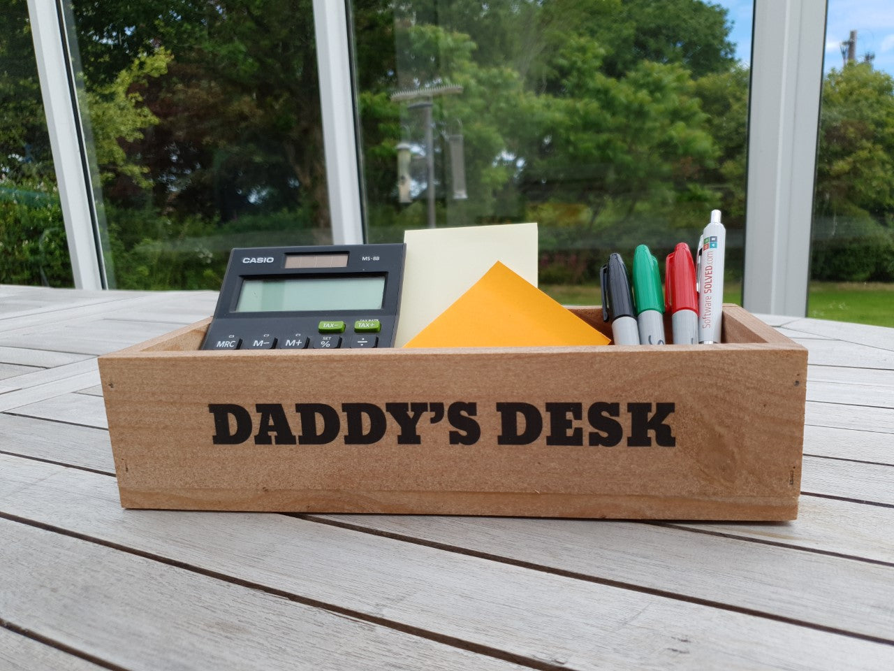 Personalised Wooden Desk Tidy – Devon Crates